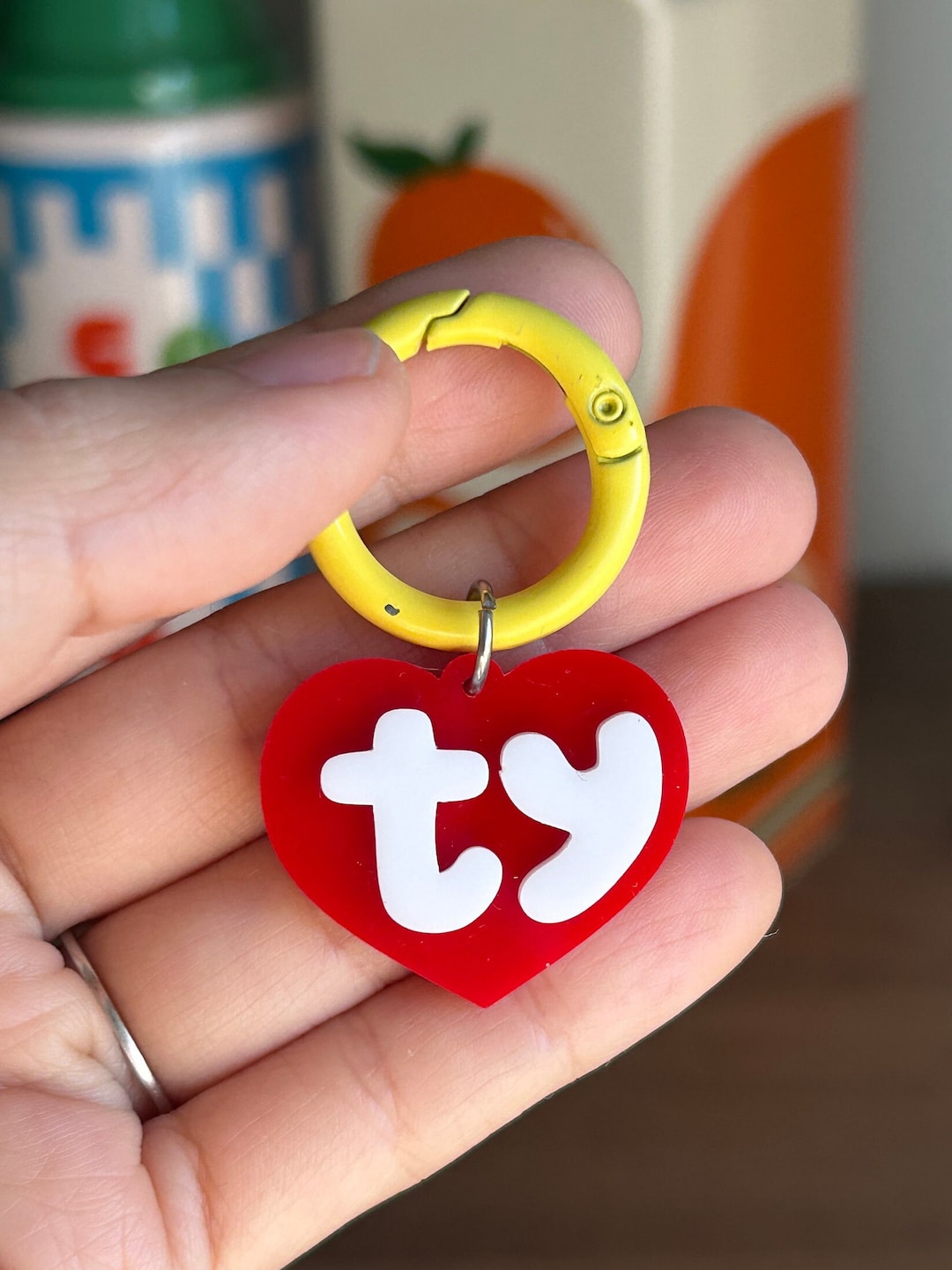 TY Tag Beanie Babies Acrylic Keychain With Yellow Ring - Etsy