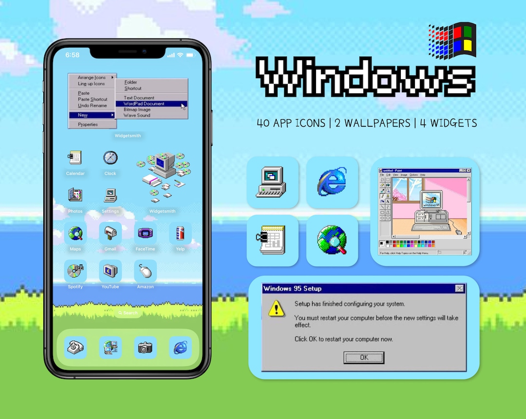 Windows Ios Icon Pack, Windows 95, Widgets, Retro Game Theme, Pixel ...