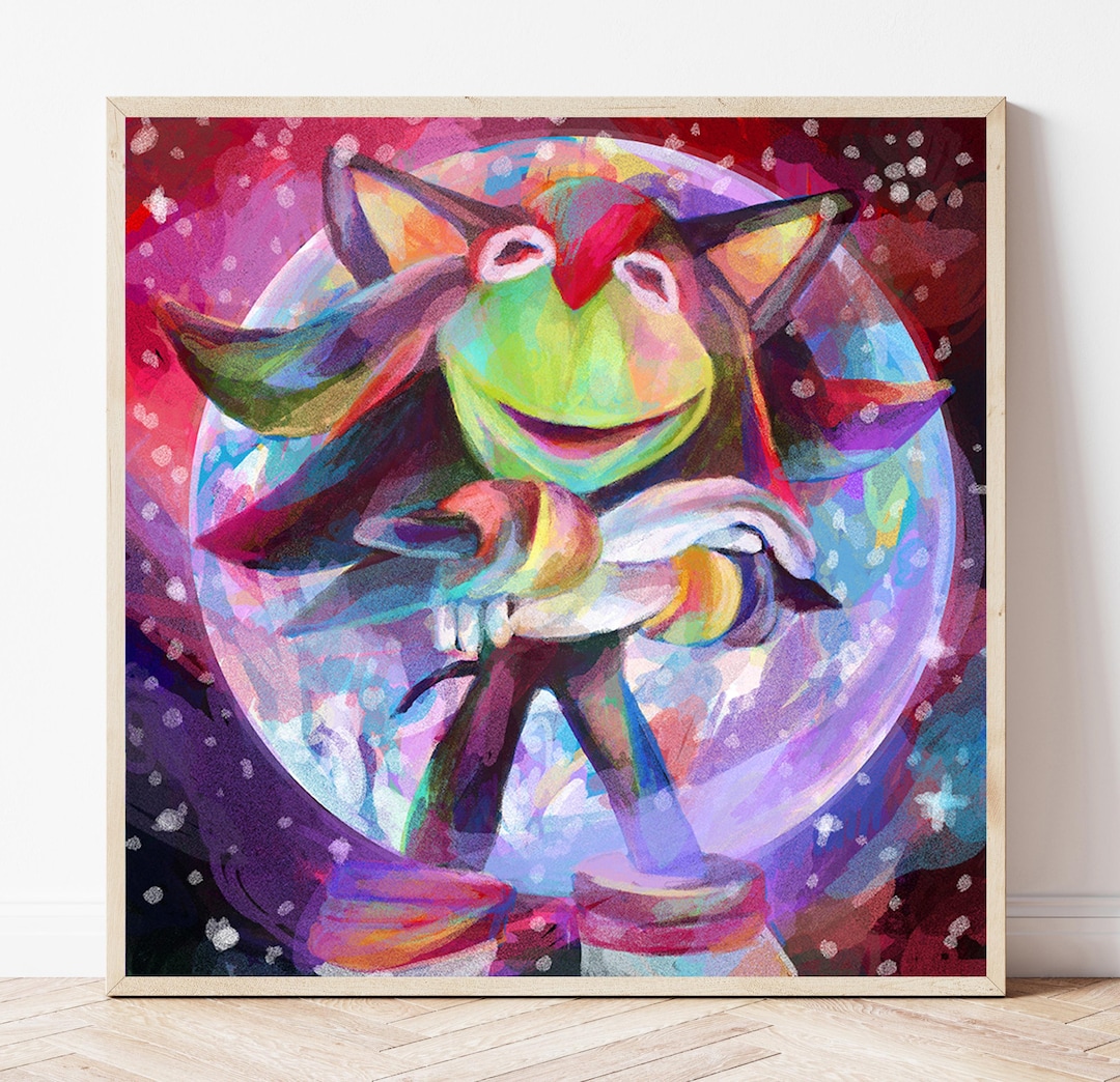 Kermit as Shadow the Hedgehog Art Print and Canvas for Funny Fan Art ...