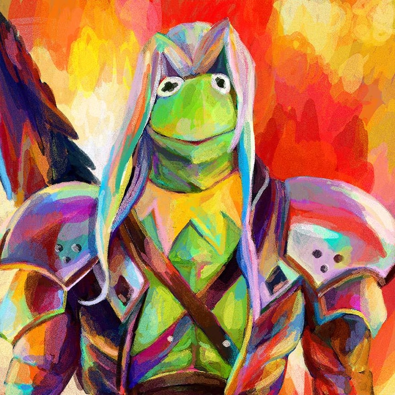 Kermit as Sephiroth From Final Fantasy Vii Art Print and Canvas for ...