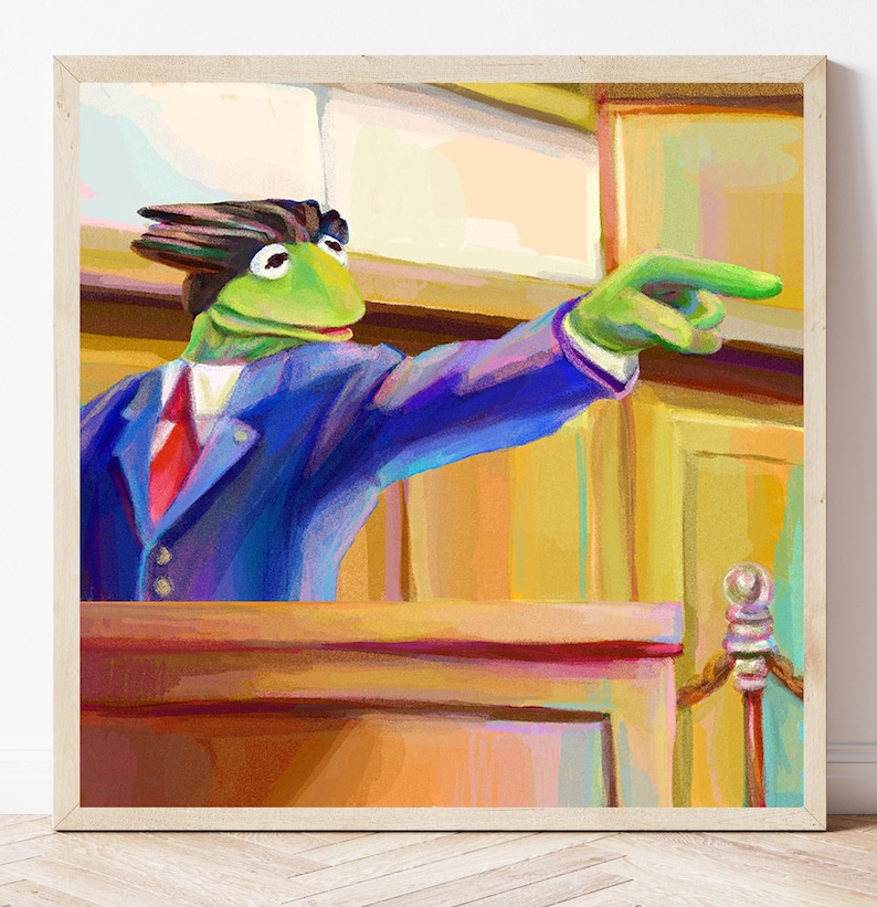 Kermit as Pheonix Wright From Ace Attorney Art Print and Canvas for ...