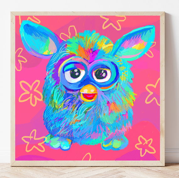 Blue Furby Square Art Print - Etsy