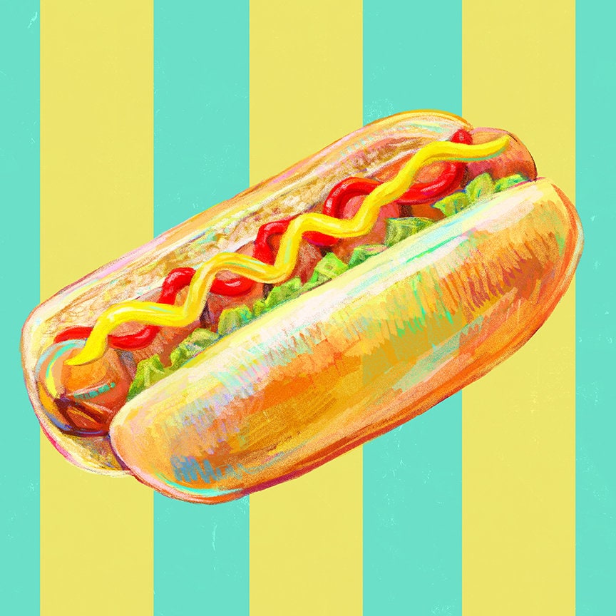 Hot Dog, Digital Art Print - Etsy