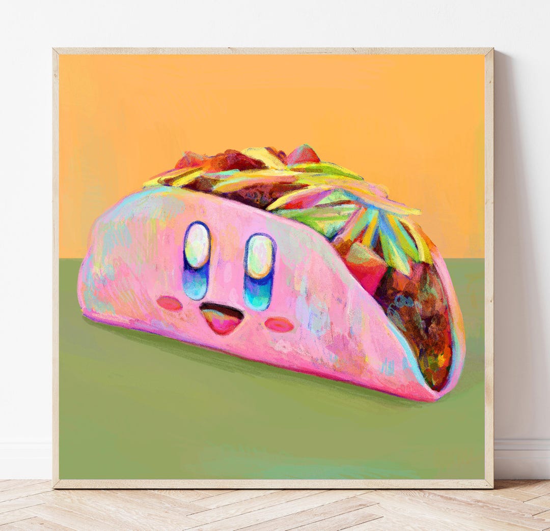 Kirby as Taco Bell Art Print - Funny Nintendo Video Game Wall Art - Etsy