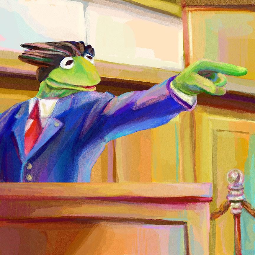 Kermit as Pheonix Wright From Ace Attorney Art Print and Canvas for ...