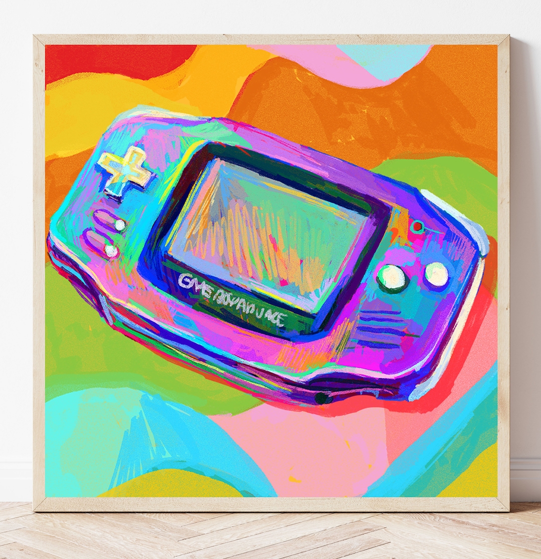 Retro Gameboy Advance Art Print, Nintendo Themed Wall Art, Game Room ...