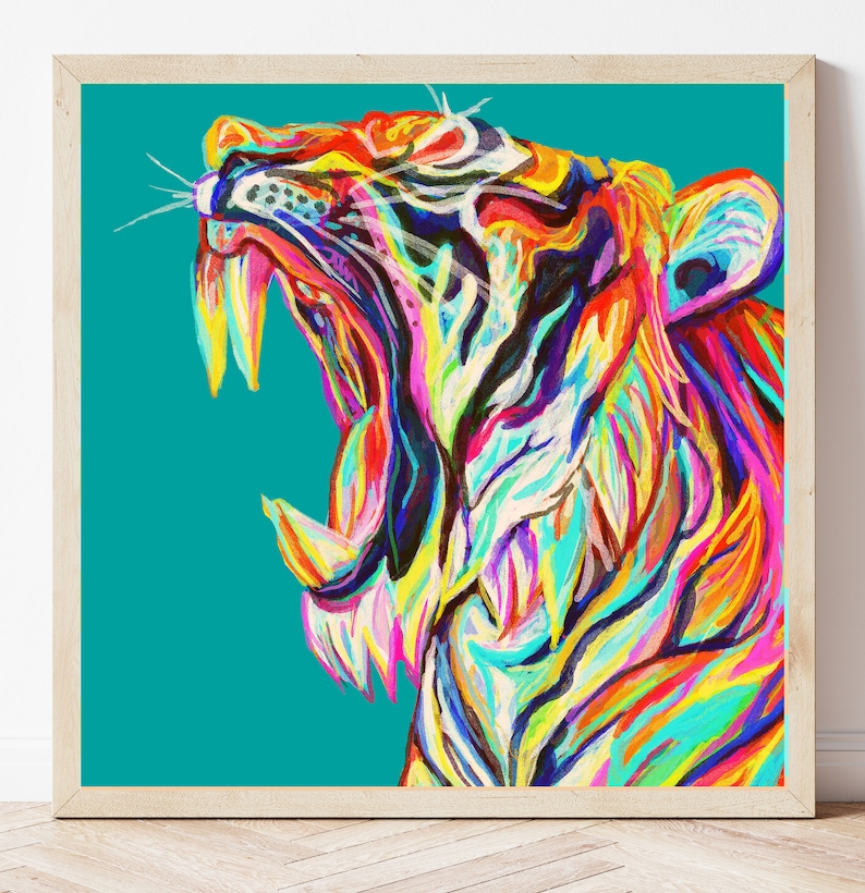 Roaring Tiger, Square Art Print - Etsy