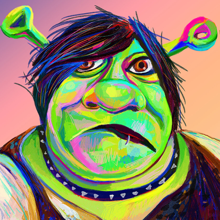 Punk Emo Shrek, Donkey, Fiona Art Print - Etsy
