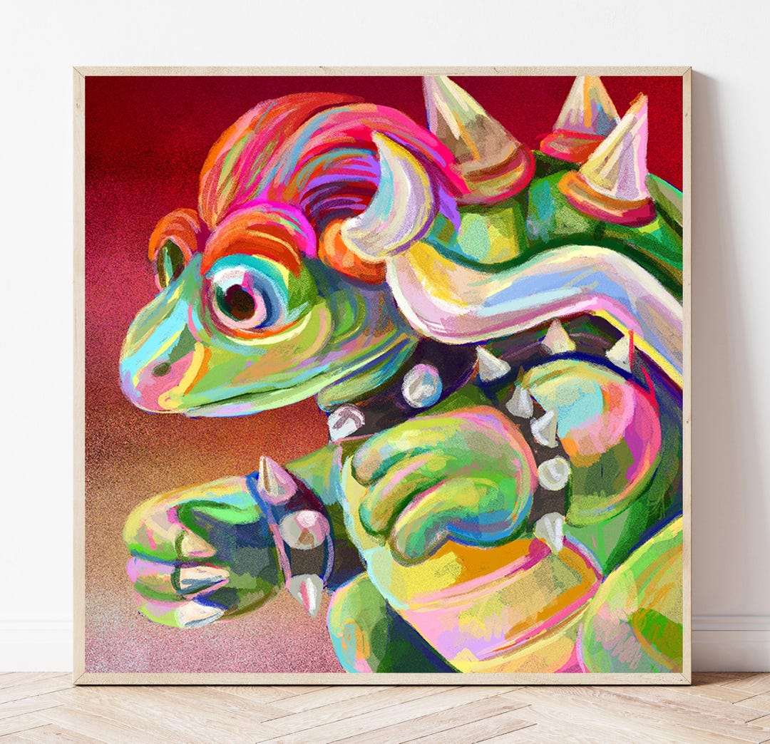 Frog as Bowser From Super Mario Art Print and Canvas for Funny Fan Art ...