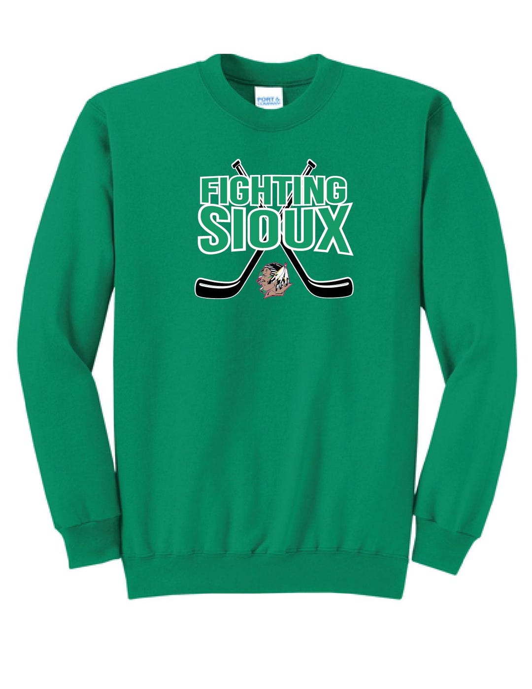 Crewneck Fighting Sioux Hockey Sweatshirt Green - "officially Licensed ...