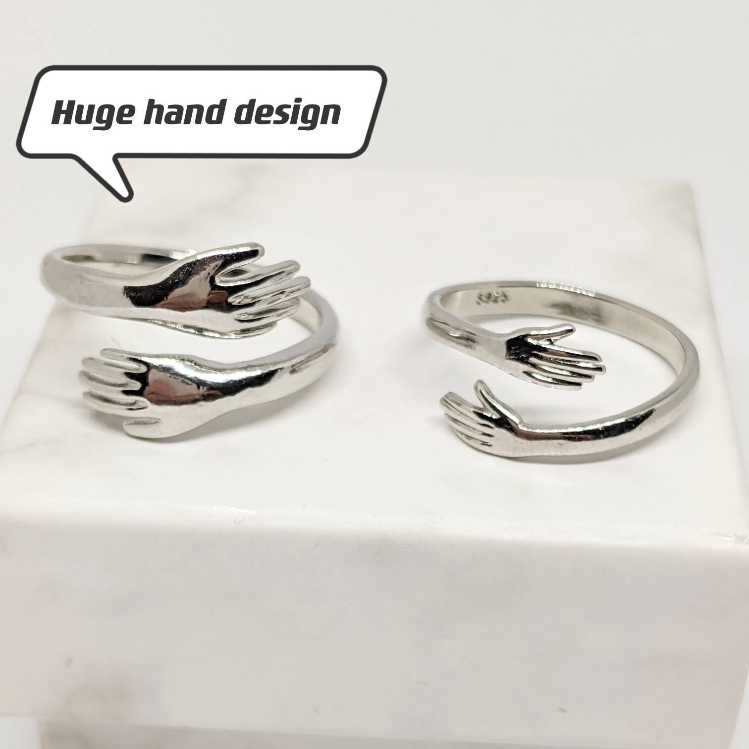 Hugging Ring Giant huge hands design hand rings vintage hug | Etsy