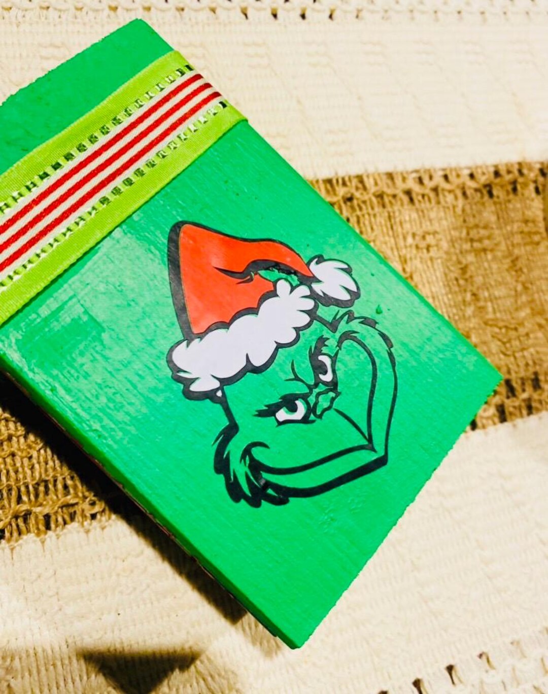 Grinch Wooden Book Stack / Mr. Grinch Decor / Grinch Christmas/ - Etsy