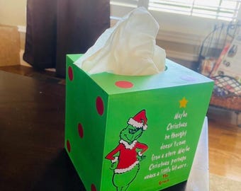 Grinch Inspired Tissue Box Cover / Fits Boutique-size Tissue Box ...