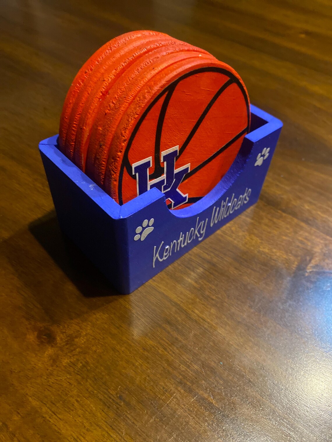 Kentucky Wildcats Coasters: Hand Painted Basketball Decor, Set of 6 - Etsy