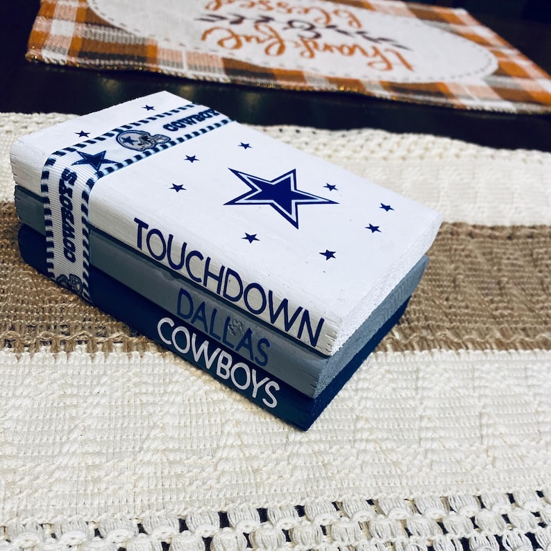 Dallas Cowboys Wooden Book Stack / Cowboys Decor / Office Decor ...