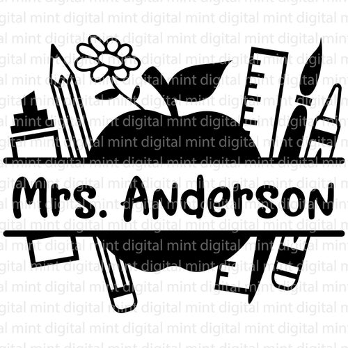 Teacher SVG Teacher Split Monogram SVG School Supplies SVG - Etsy