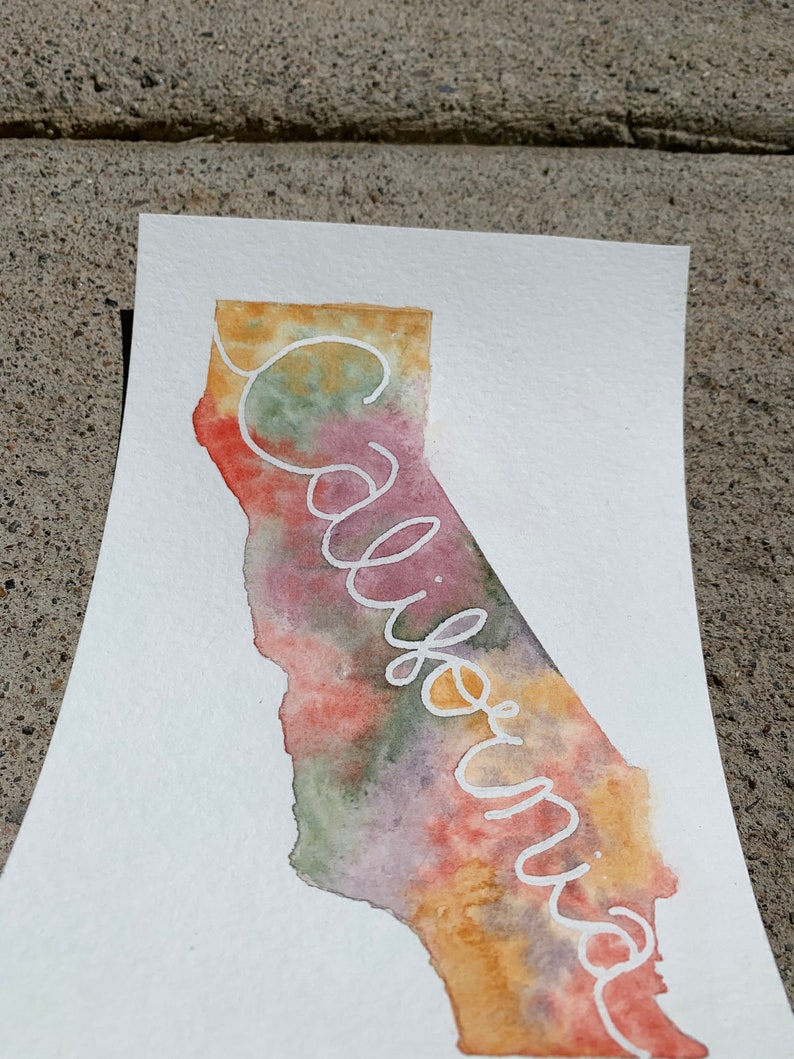 Watercolor State Paintings-california - Etsy