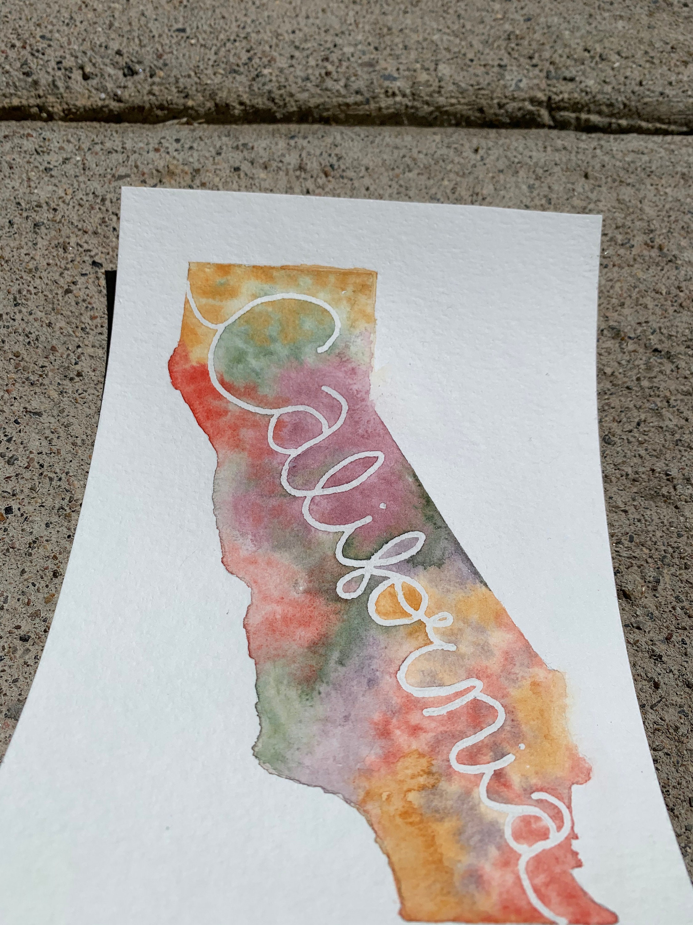 Watercolor State Paintings-california - Etsy