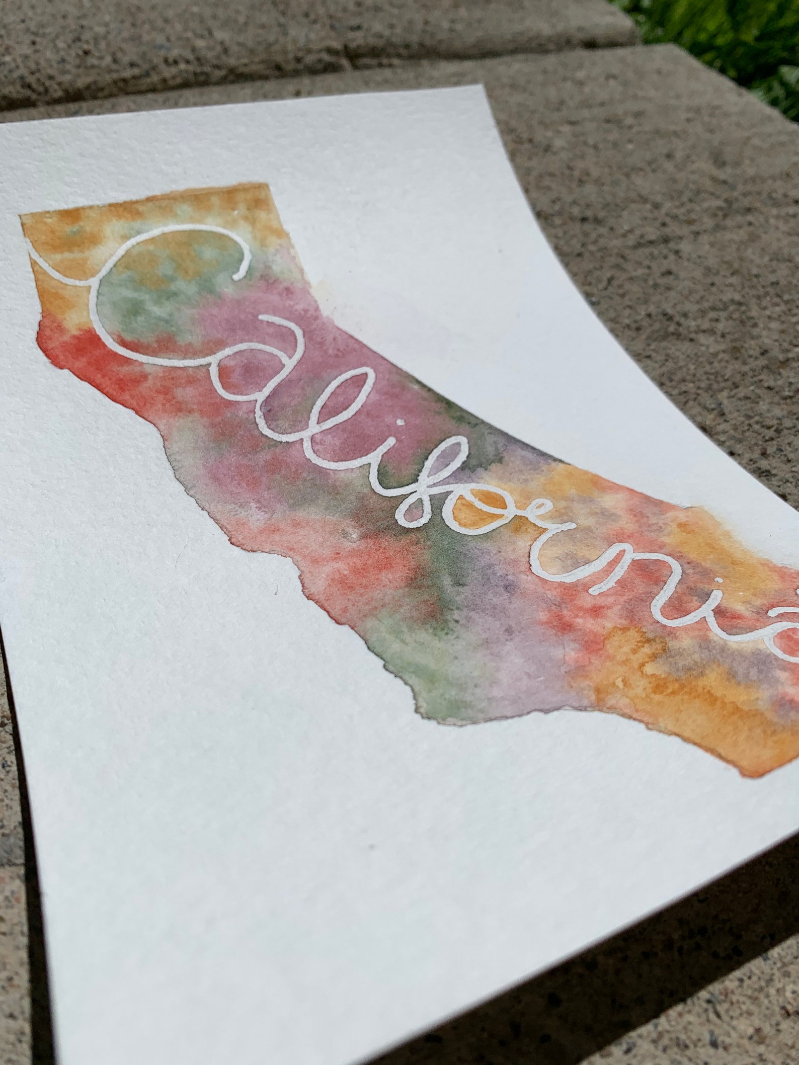 Watercolor State Paintings-california - Etsy