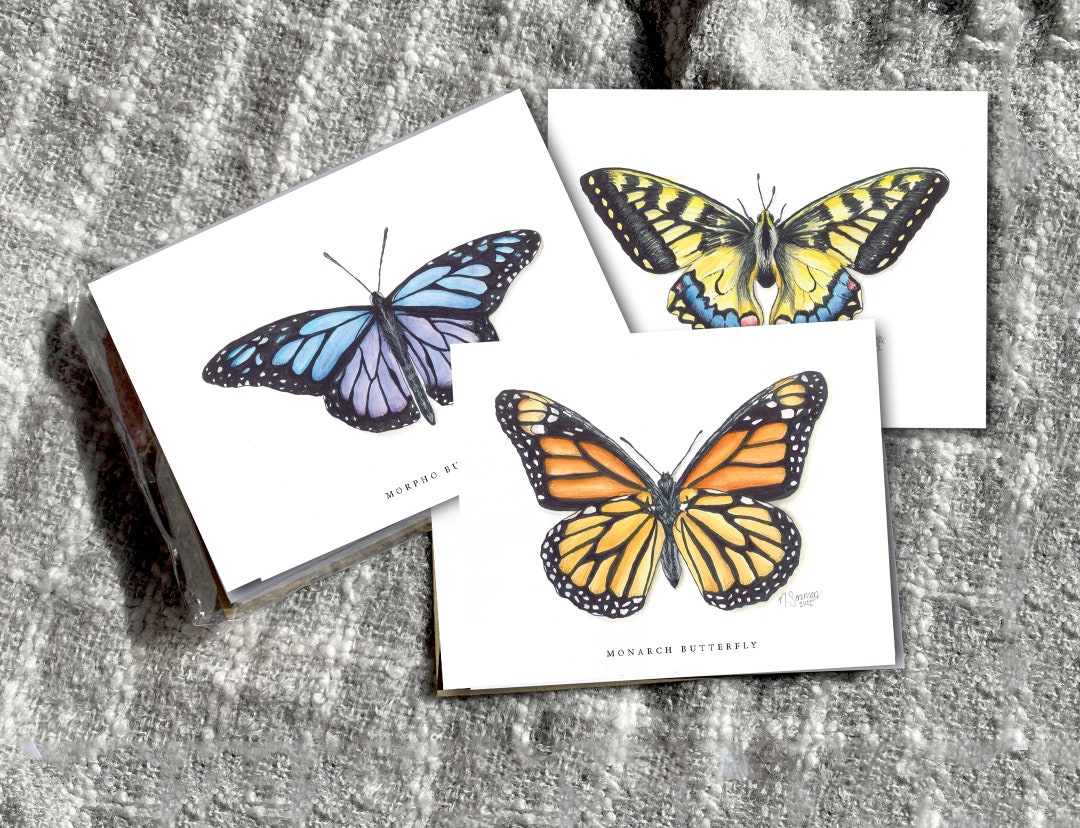 Set of 6 Butterfly Cards - Etsy