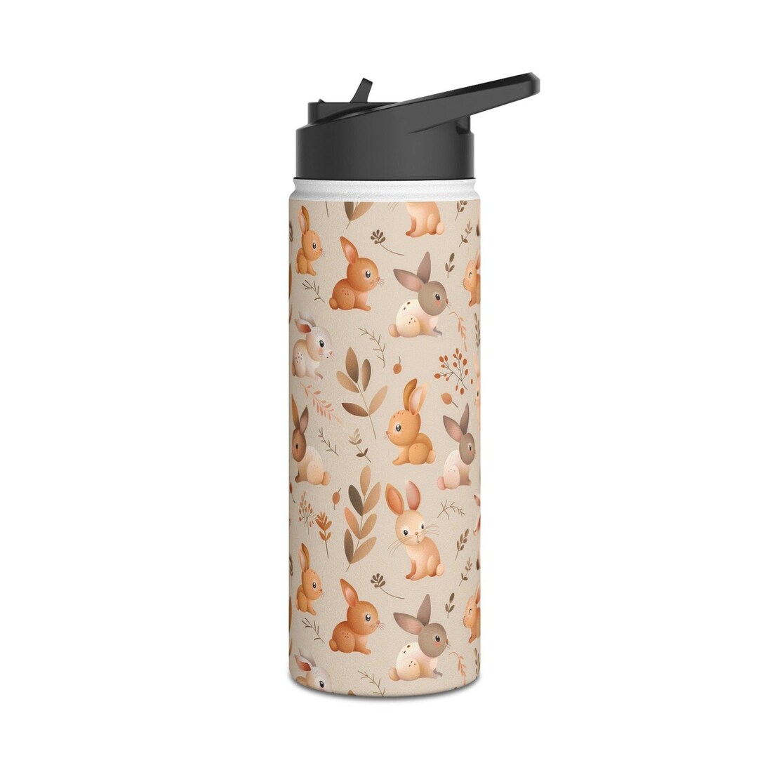 Insulated Water Bottle Thermos, 18oz, Cute Bunny Rabbits - Double ...