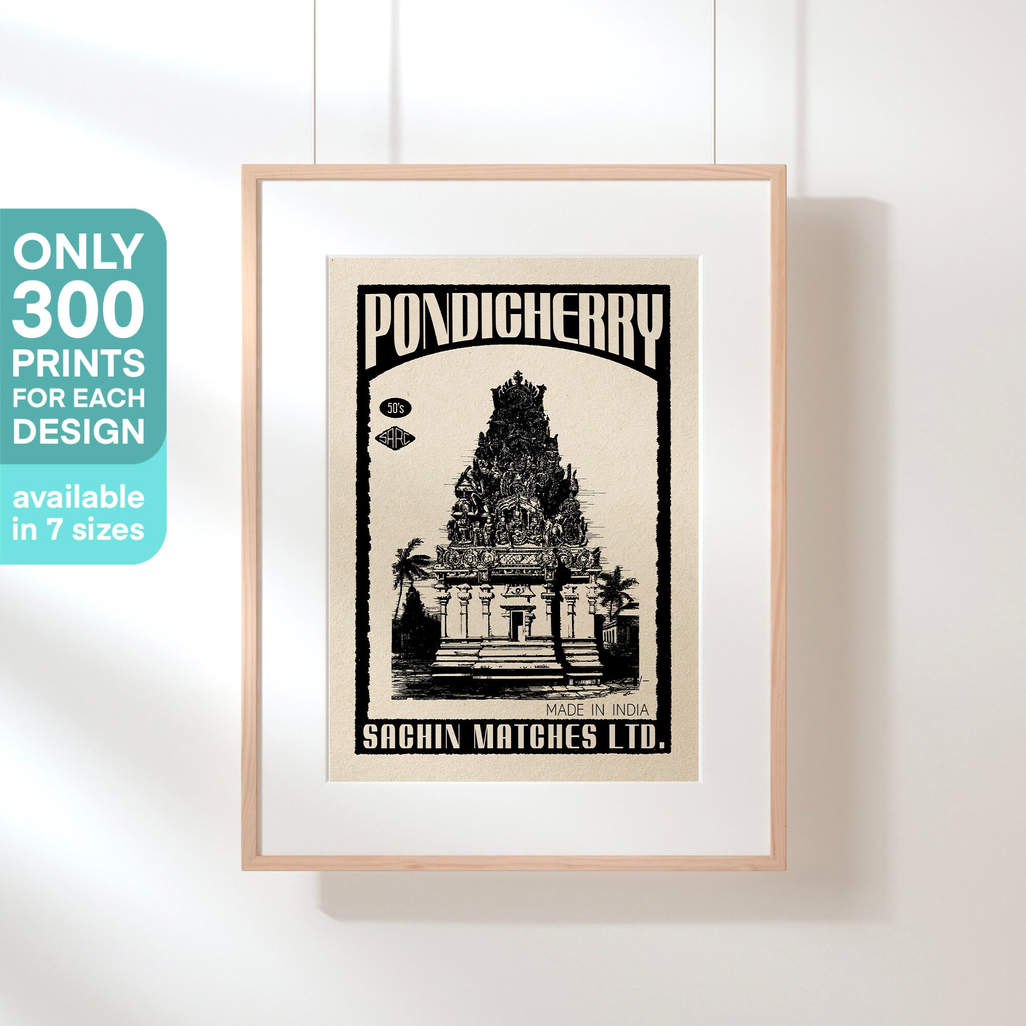 Vintage Pondicherry Poster Places of India Original Design - Etsy