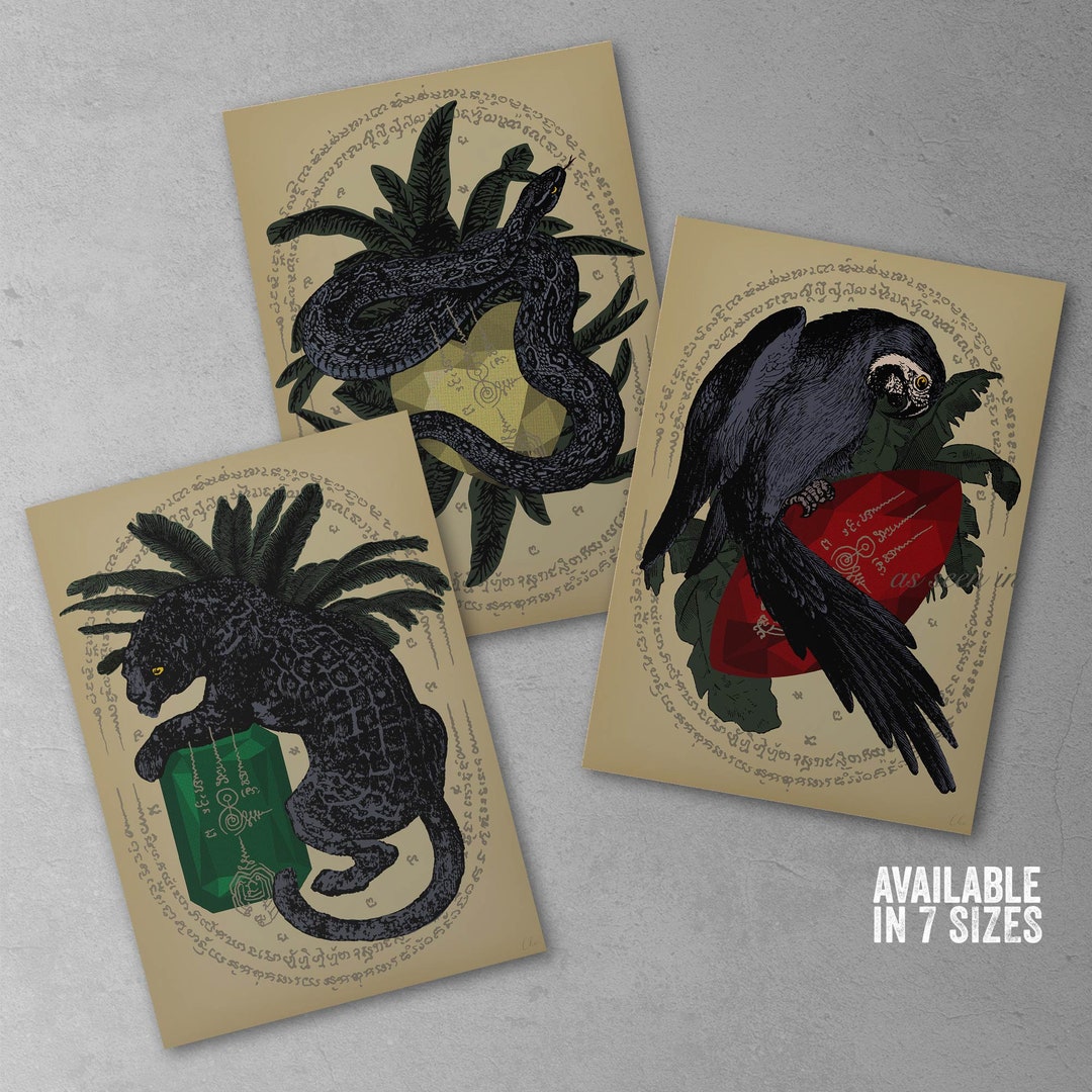 Set of 3 Sak Yant Posters by Cha | Limited Edition | Includes the ...