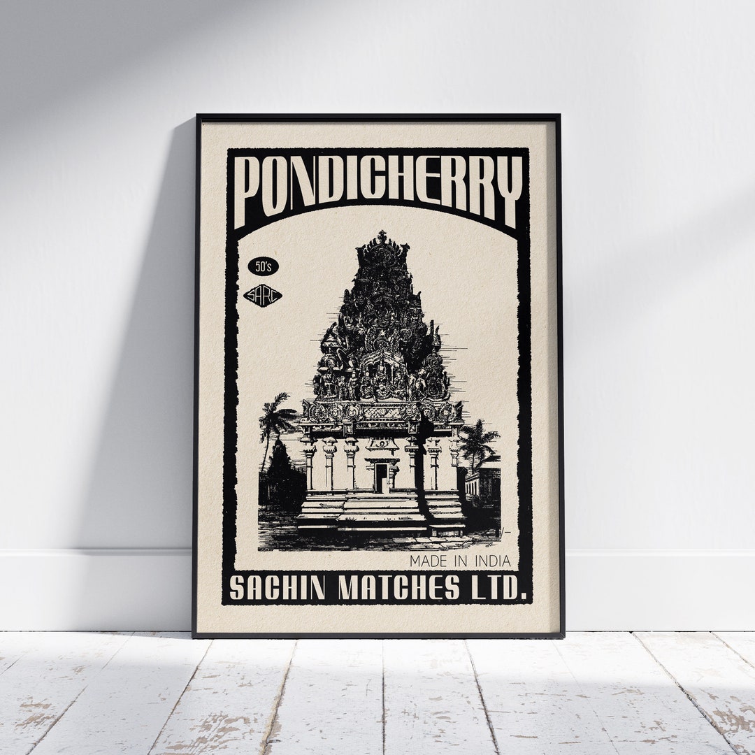 Vintage Pondicherry Poster Places of India Original Design by Shree X ...