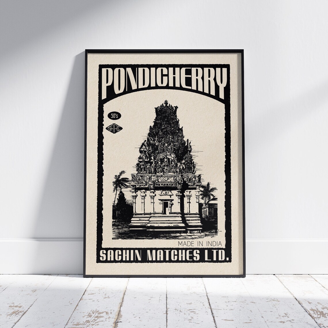 Vintage Pondicherry Poster Places of India Original Design - Etsy