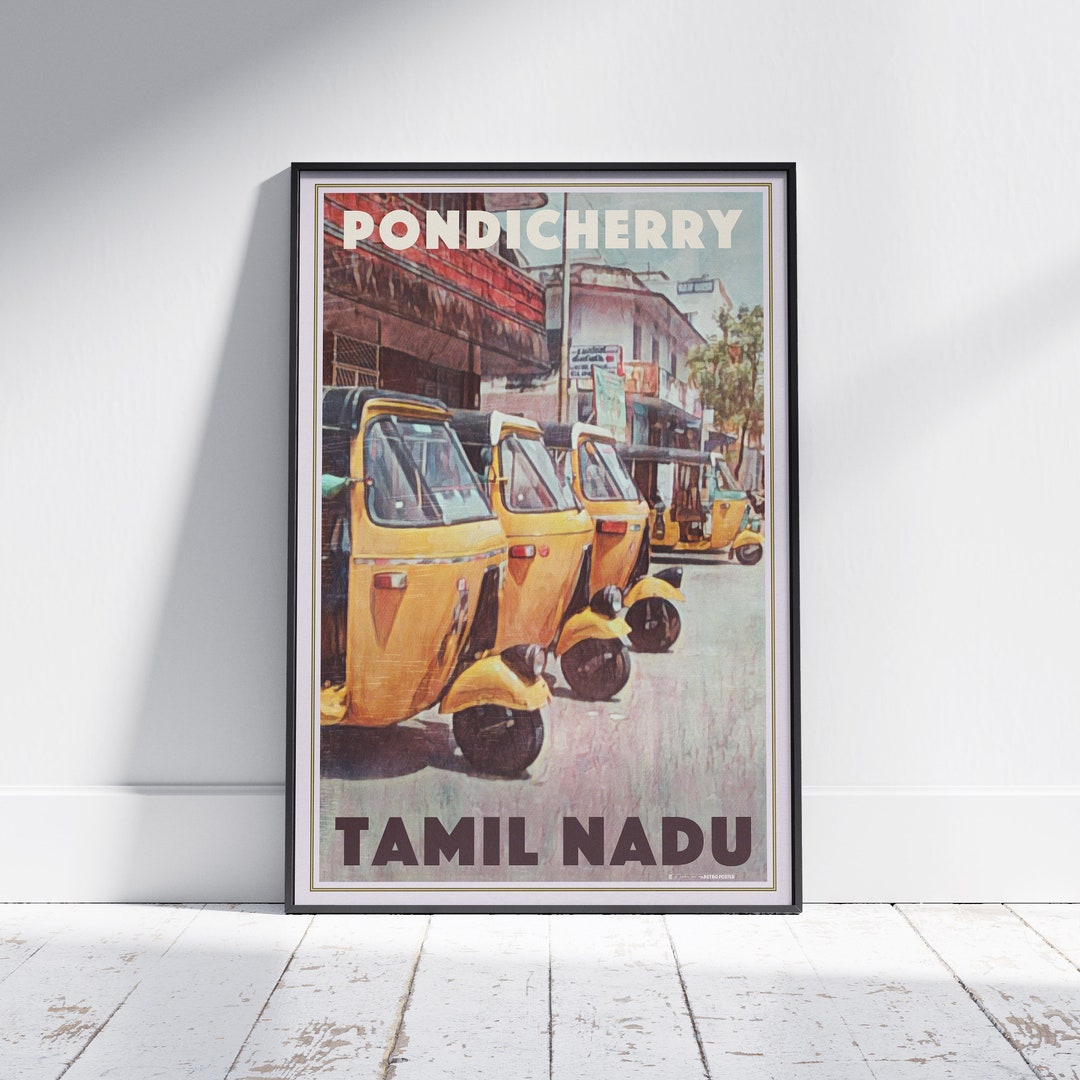 Pondicherry Poster Rickshaws by Alecse Limited Edition India Travel ...