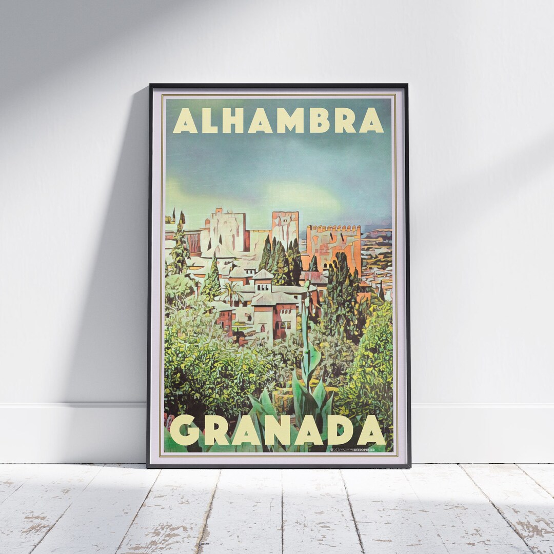 Granada Alhambra Poster by Alecse Limited Edition Spain Vintage Travel ...