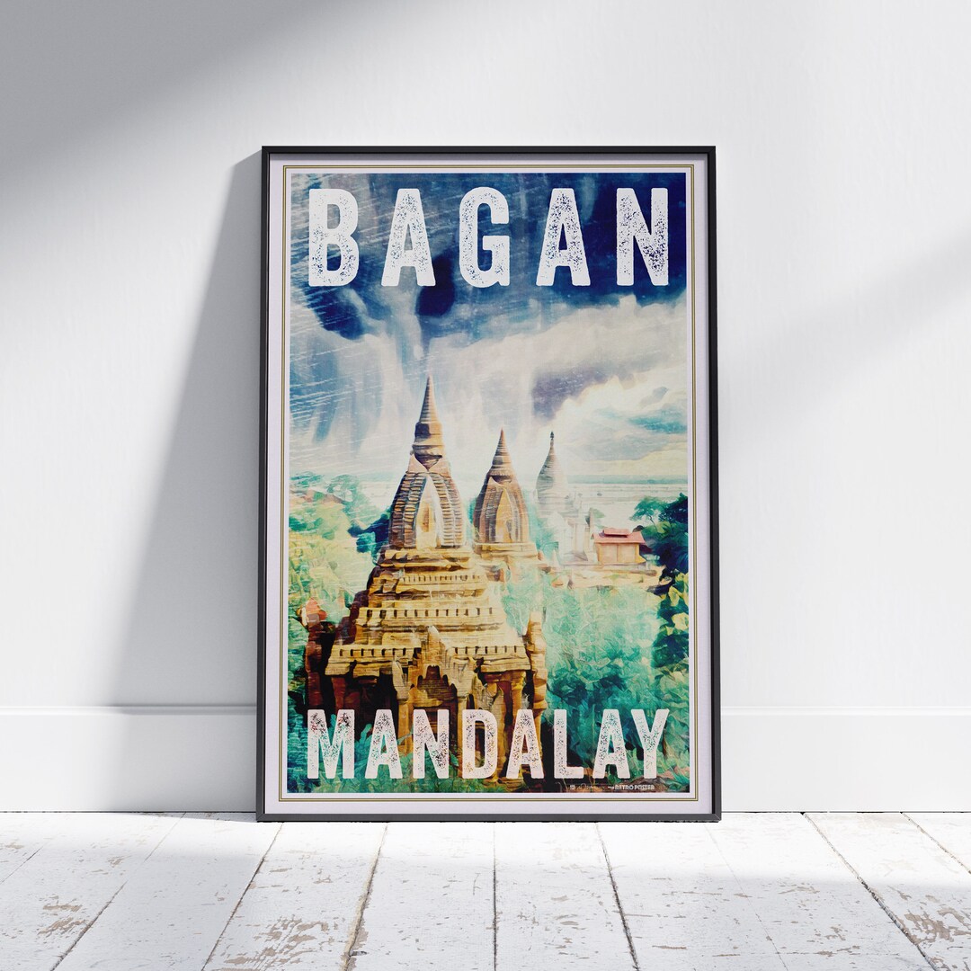Myanmar Poster Bagan Mandalay by Alecse, Limited Edition Classic Burma ...