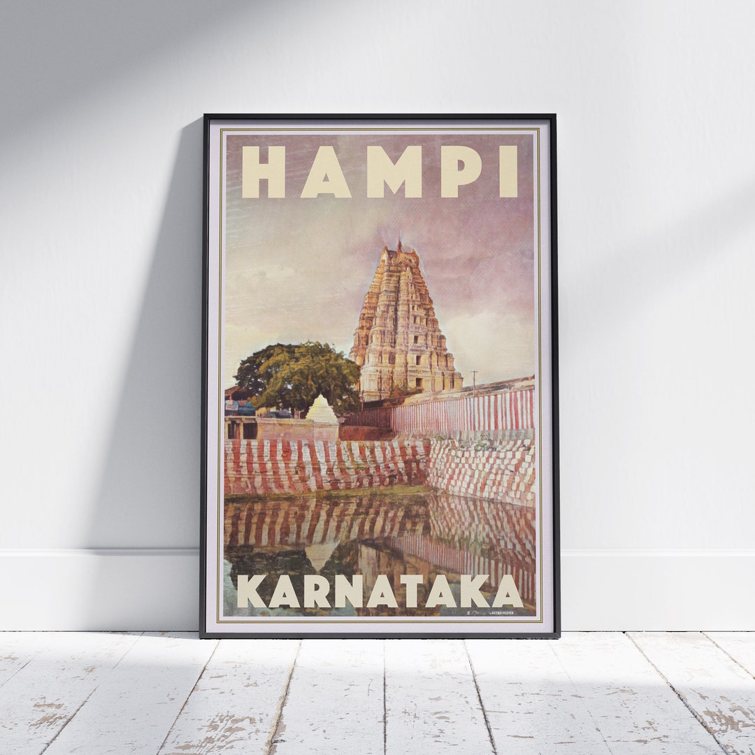 Hampi Poster Temple by Alecse Limited Edition India Travel Poster Hampi ...
