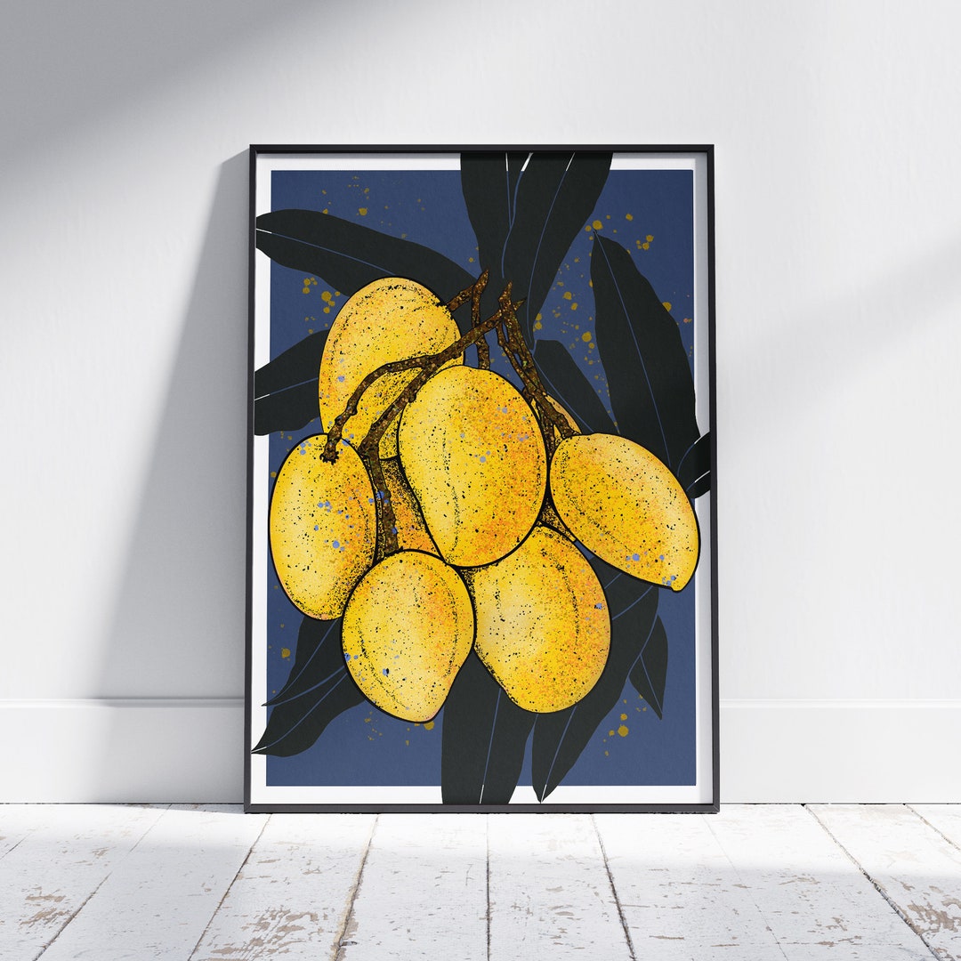 Vibrant Mango Drip Poster, Exotic Fruit Wall Art for Modern Home, Asian ...