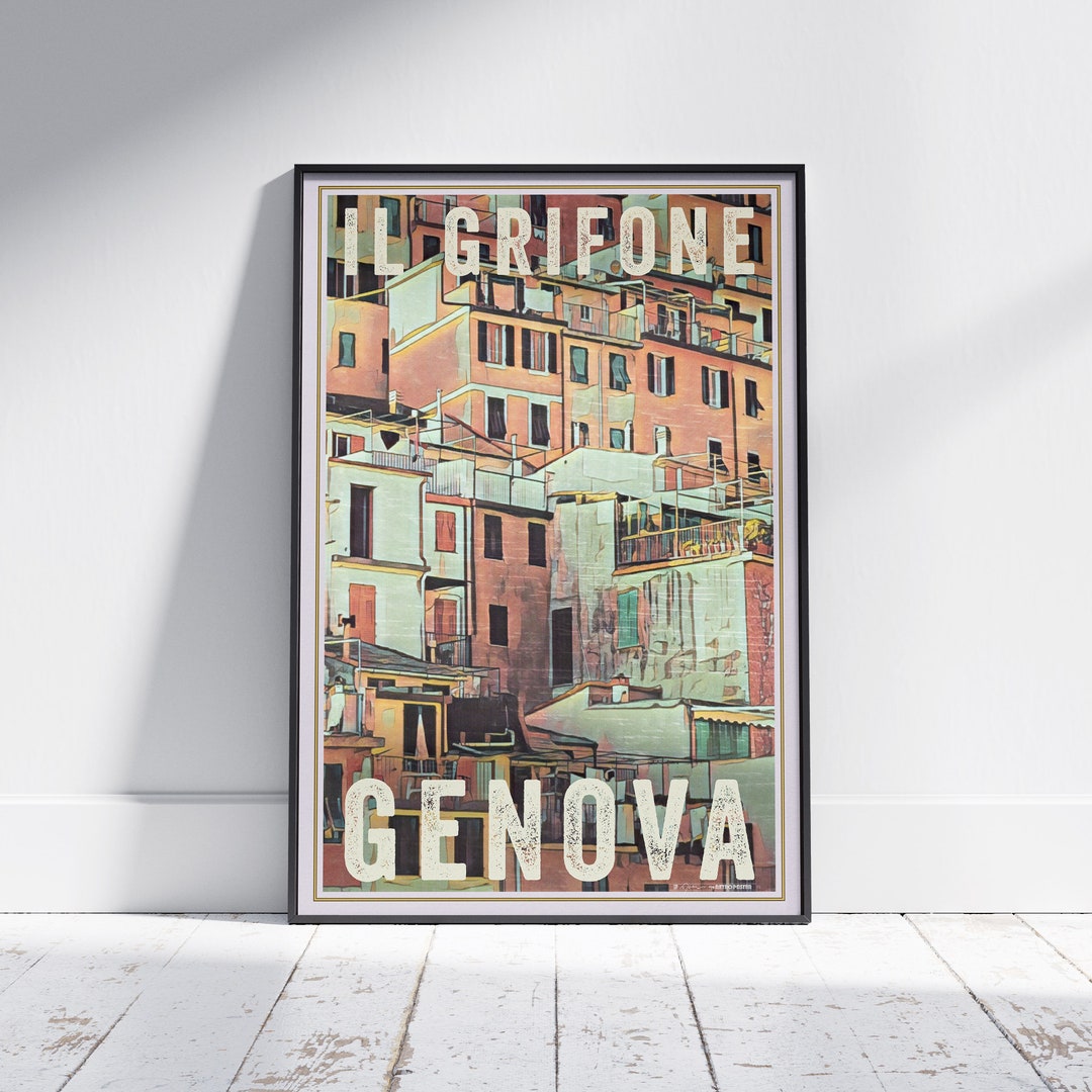 Genoa Poster Il Grifone by Alecse | Limited Edition Italy Travel Poster ...