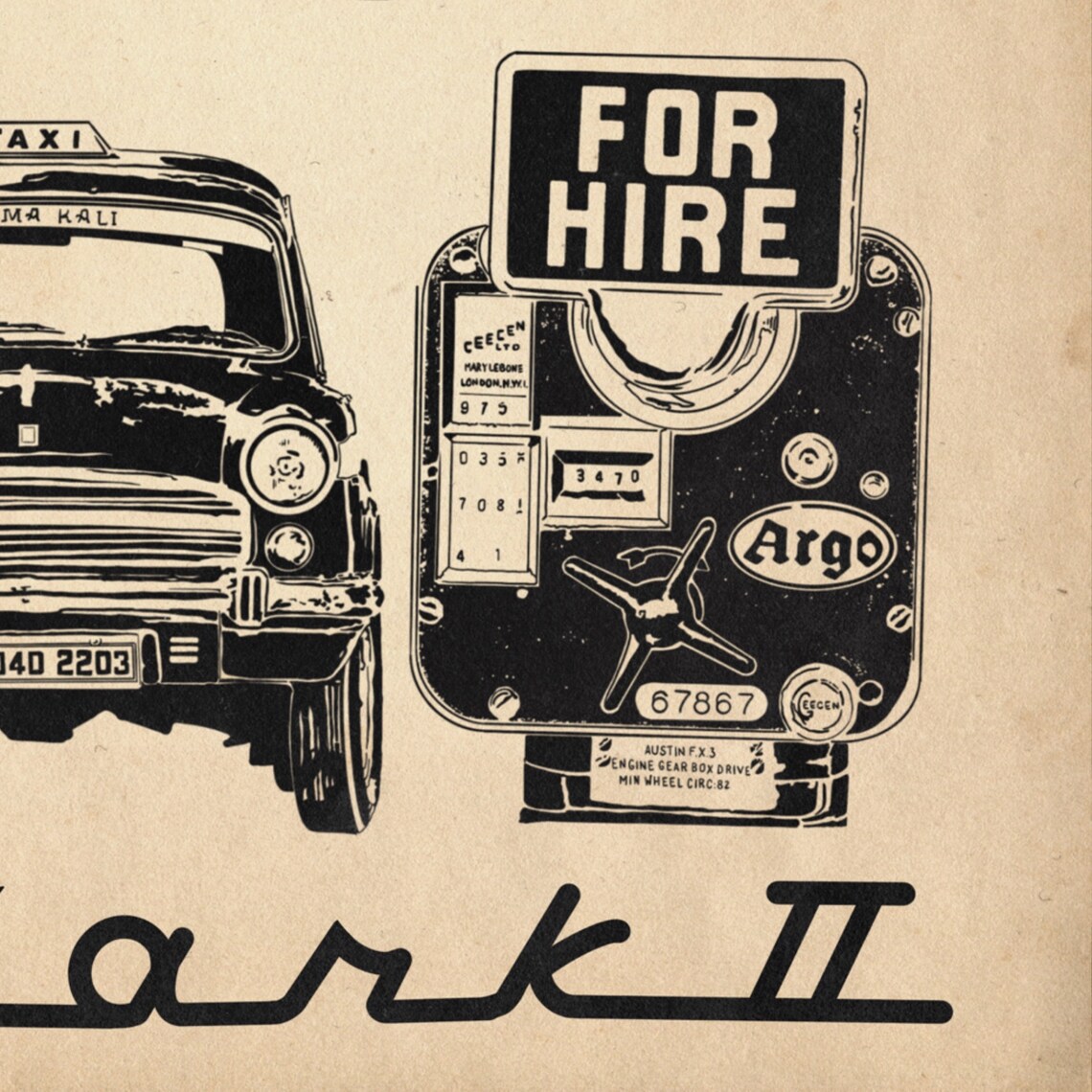 Bombay Poster Ambassador Mark II Taxi Kaki Original by Shree - Etsy