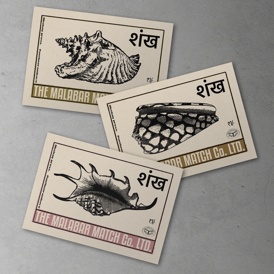 Seashell Poster Vintage Indian Matchbox Print by Cha™ - Etsy