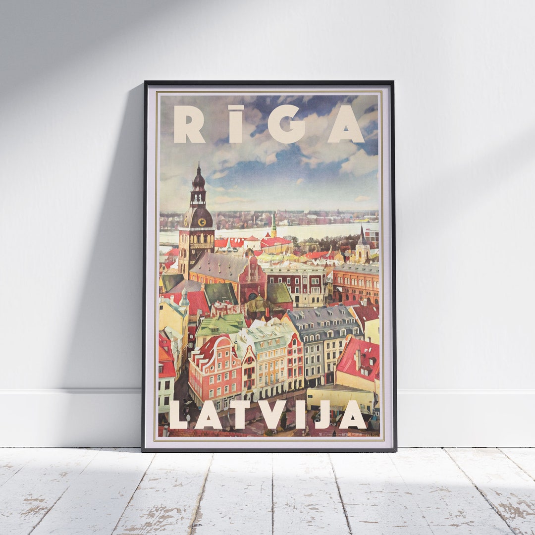 Riga Poster Panorama by Alecse | Limited Edition Latvia Travel Poster ...