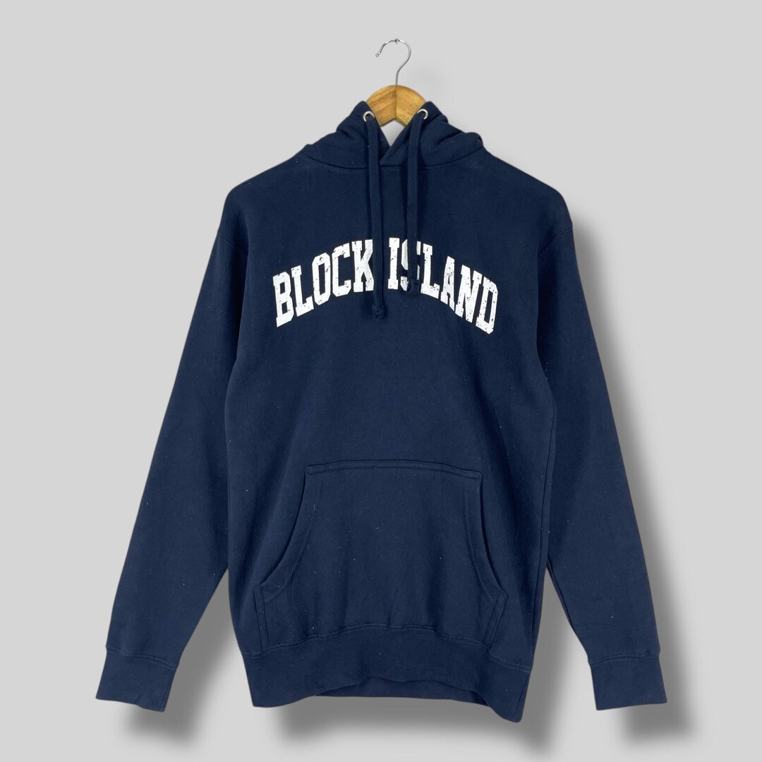 Vintage BLOCK ISLAND Hoodie Sweatshirt Small Y2K Block Island Spellout ...