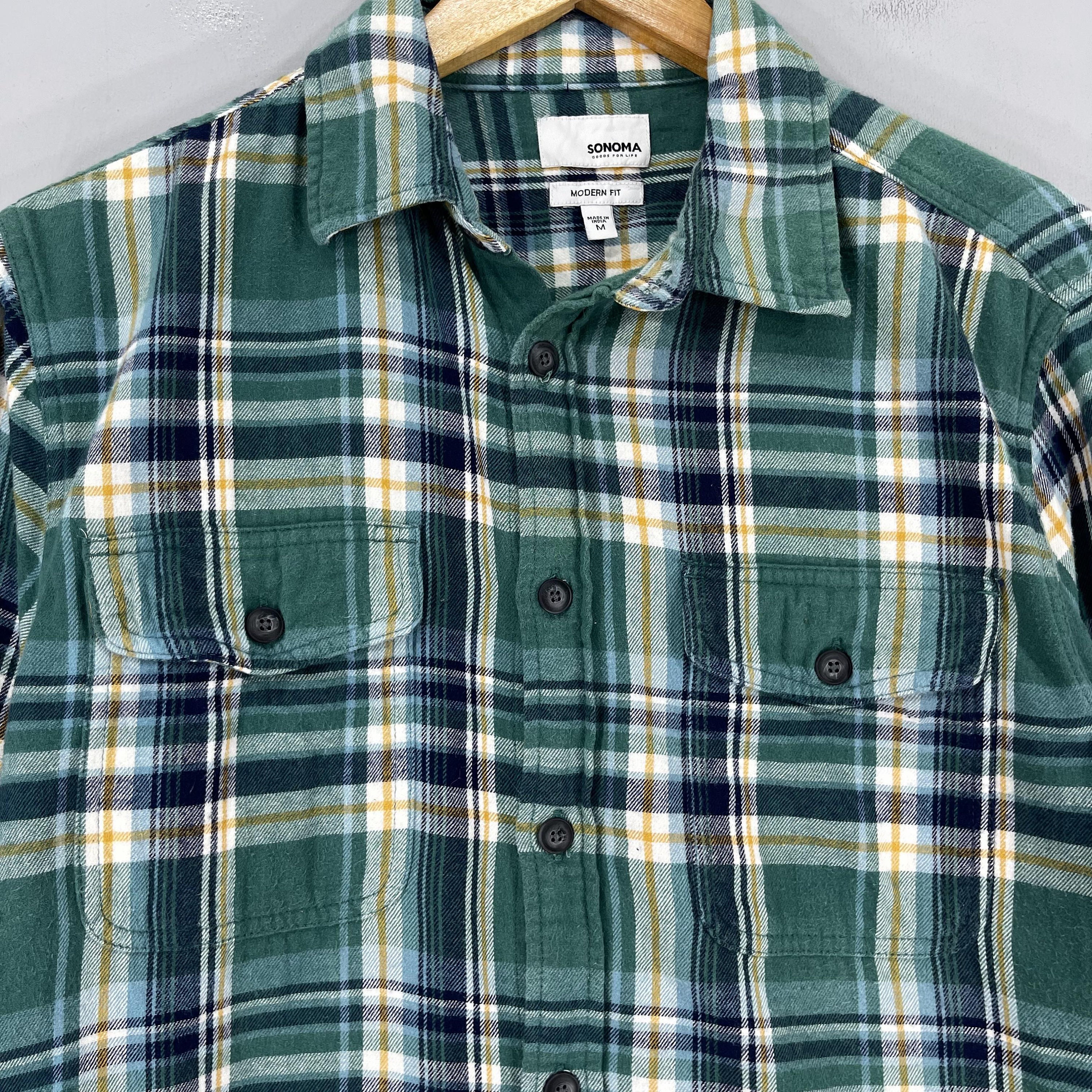 Vintage SONOMA Checkered Flannel Shirt Medium Y2K Plaid Checkered ...