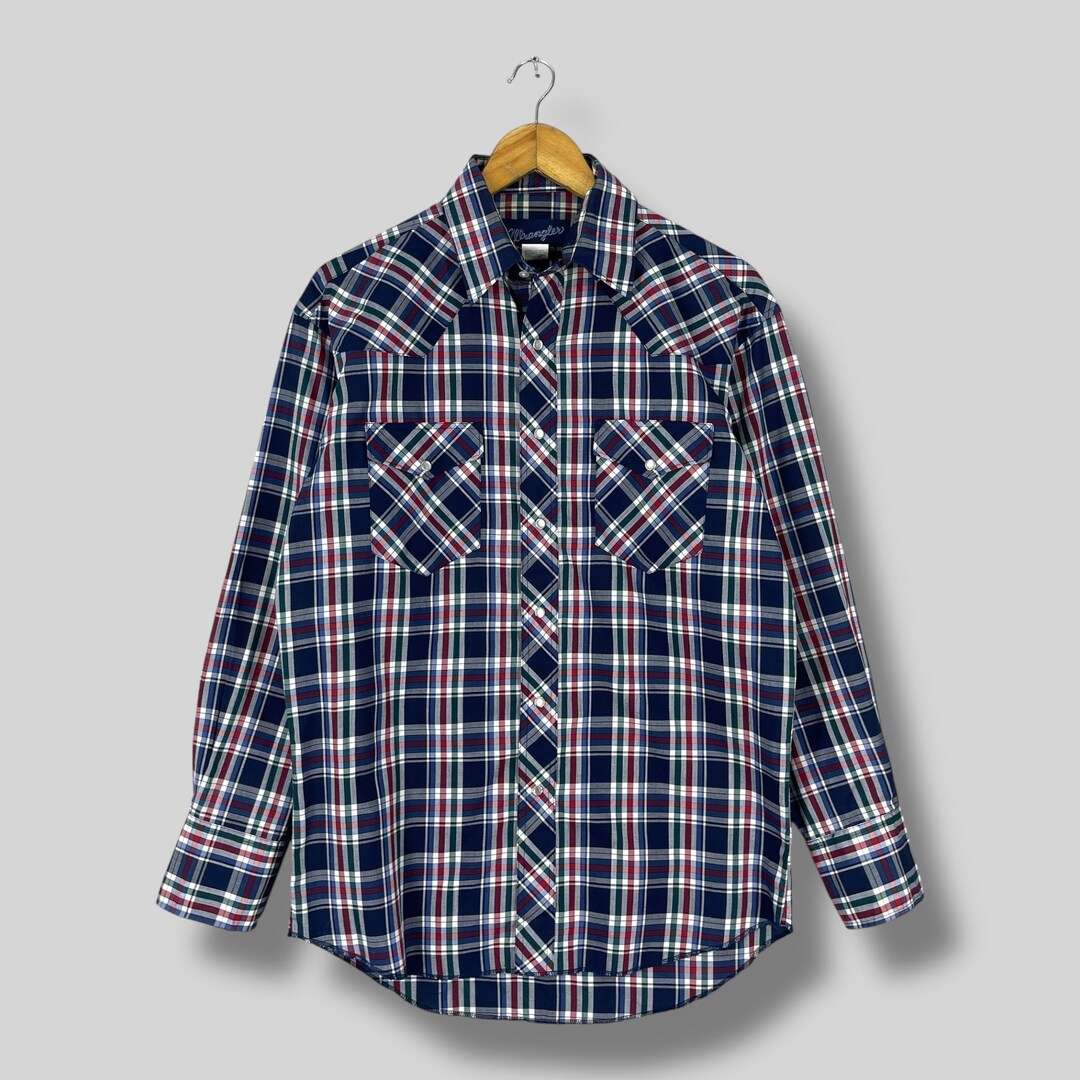 Vintage 1990s WRANGLER Checkered Flannel Shirt Medium Wrangler Plaid ...
