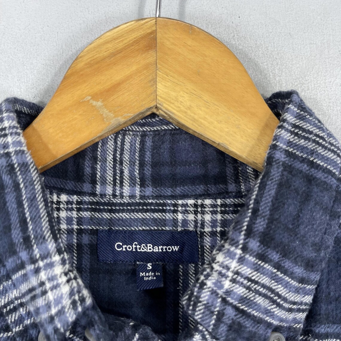 Vintage Y2K Croft & Barrow Plaid Blue Flannel Small Checkered Tartan ...