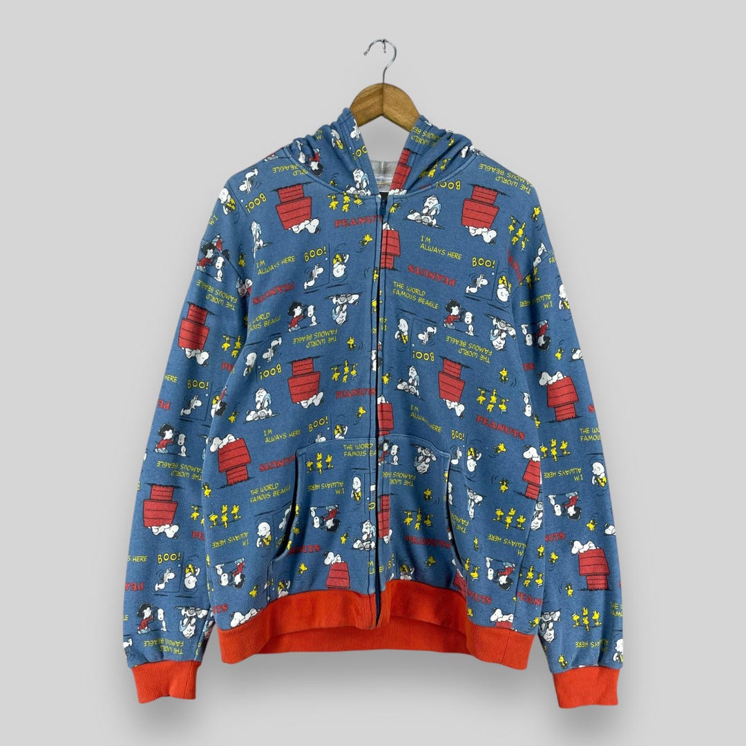 Vintage SNOOPY Joe Cole Zipper Sweater Large Y2K Snoopy the World ...