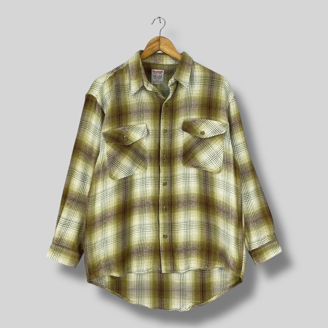 Vintage 1990s Plaid Shadow Flannel Large Plaid Checkered Multicolor ...