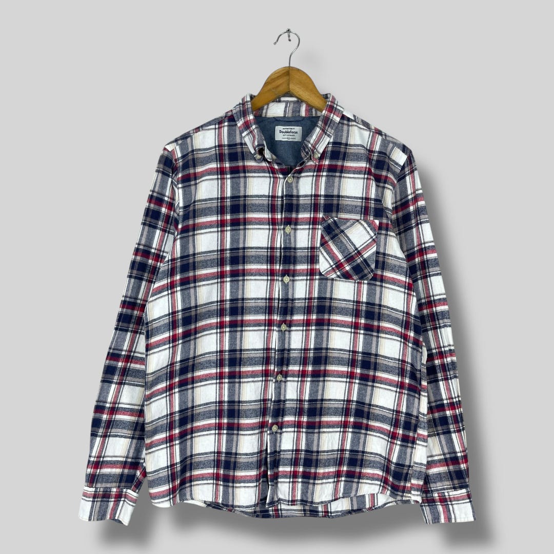 Vintage Y2K DOUBLEFOCUS Checkered Flannel Medium Plaid Checkered ...