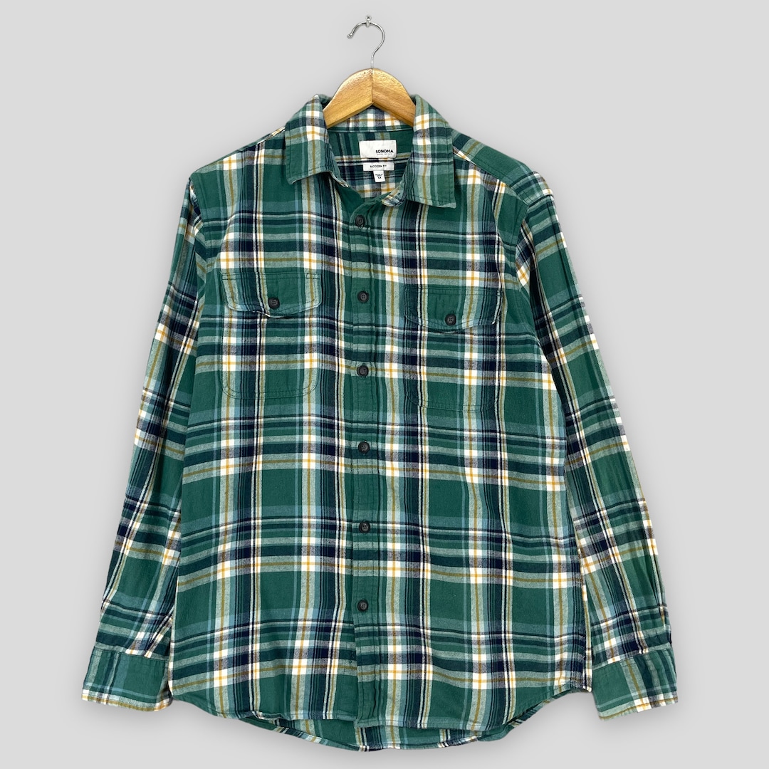Vintage SONOMA Checkered Flannel Shirt Medium Y2K Plaid Checkered ...