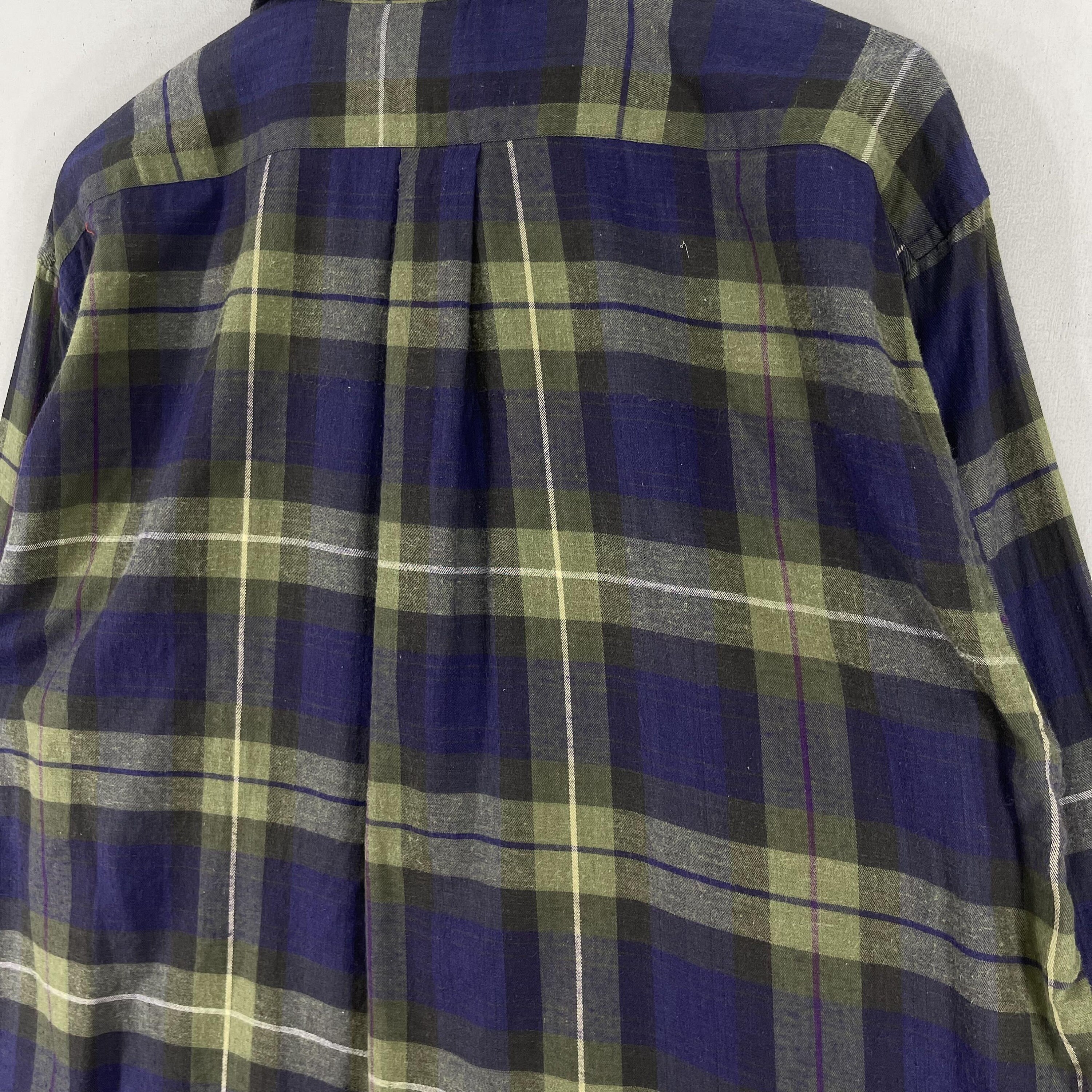 Vintage Y2K Checkered Flannel Shirt Xlarge Plaid Tartan Blue/green ...