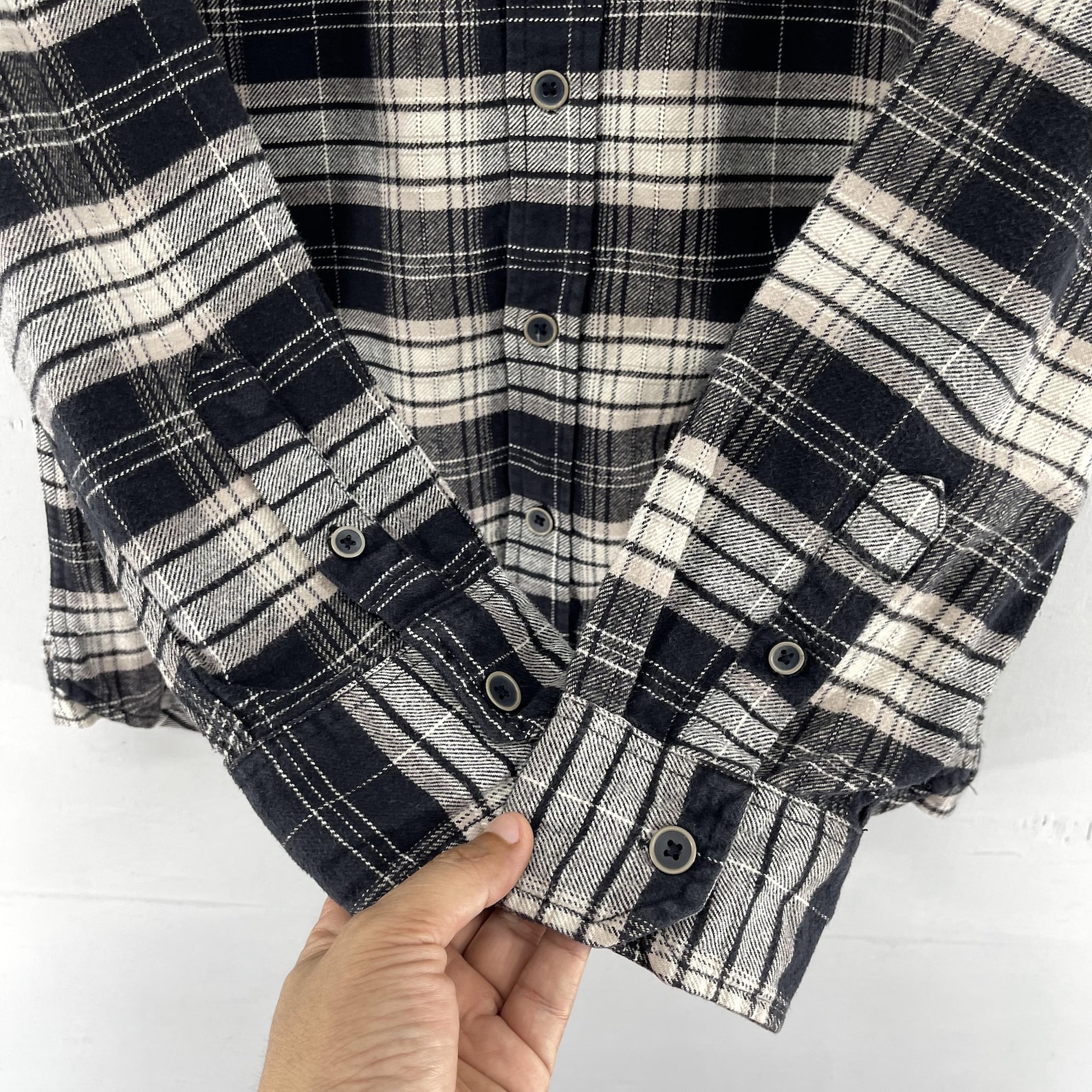 Vintage Y2K Checkered Tartan Flannel Large Plaid Black/gray Minimalist ...