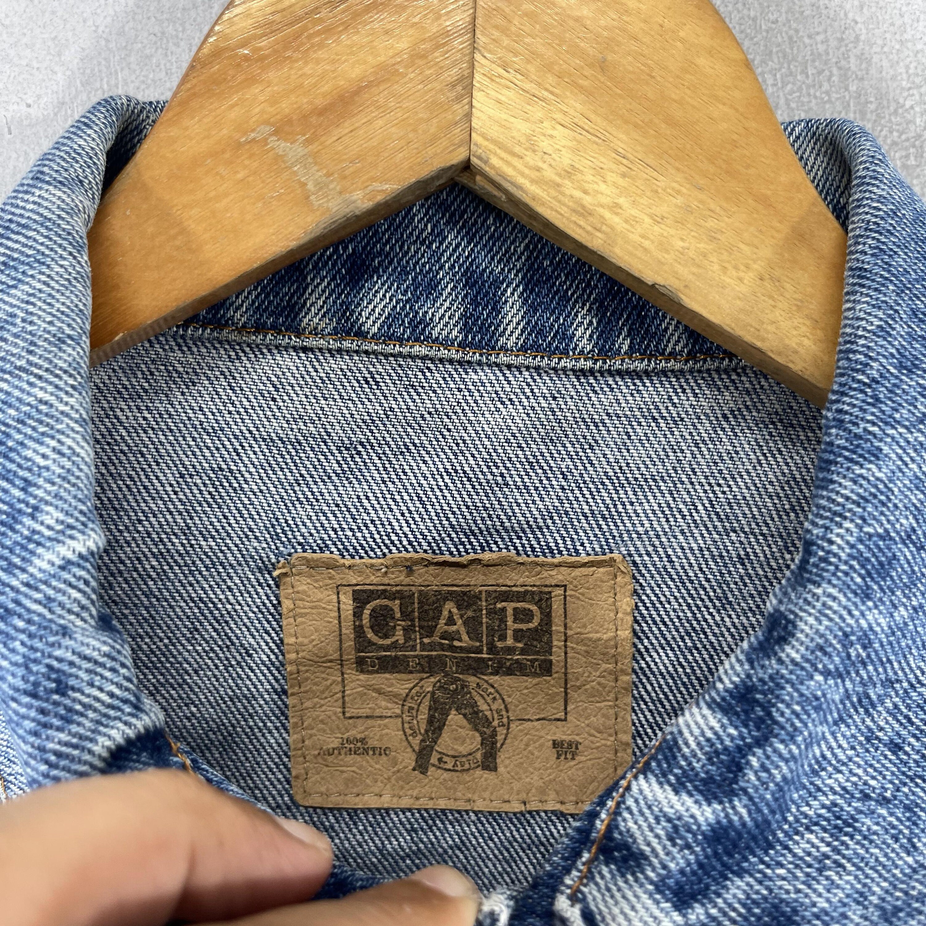 Vintage 90's GAP Denim Trucker Jacket Medium Distressed Gap Denim ...