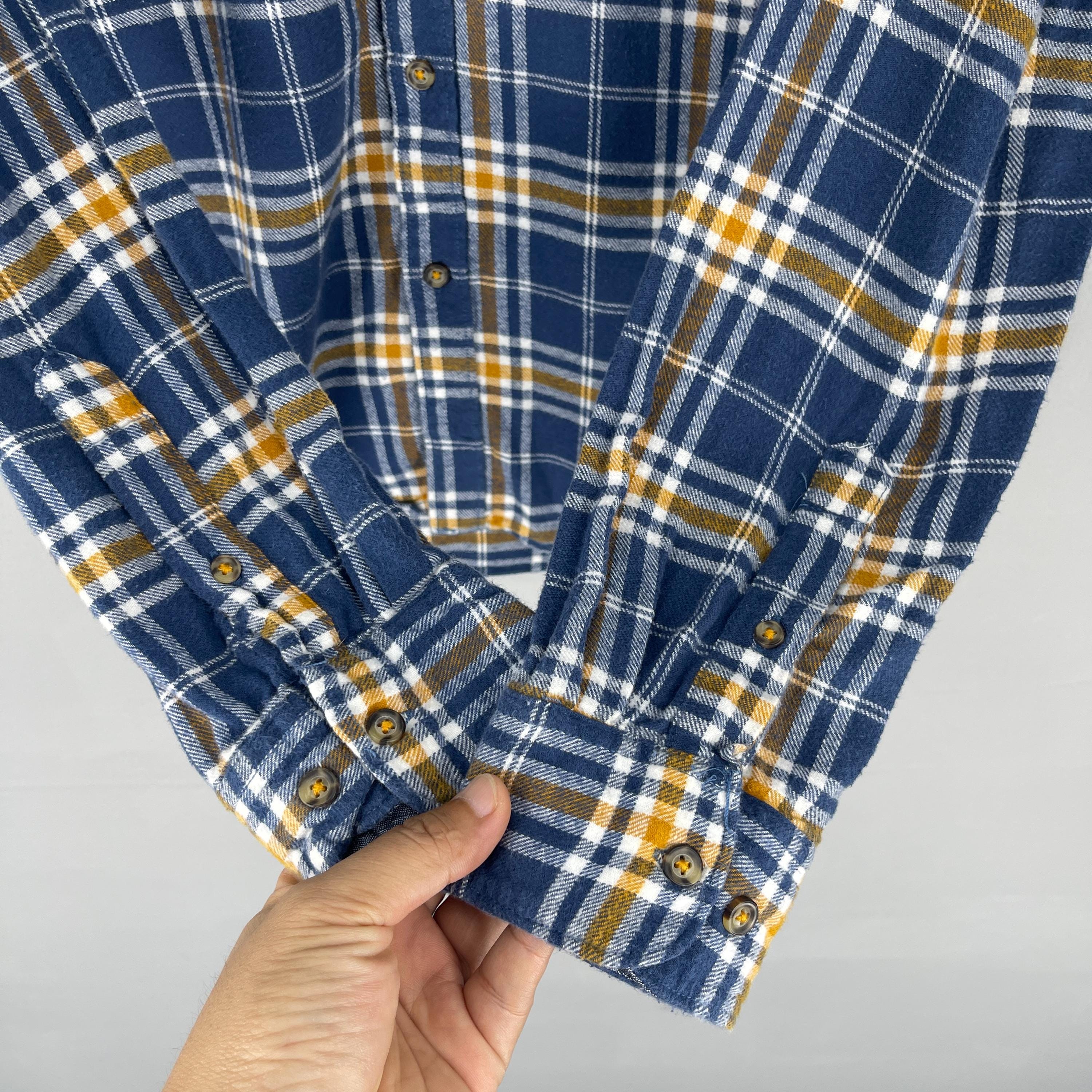 Vintage Y2K DENIM & FLOWER Checkered Flannel Shirt Medium Plaid Blue ...